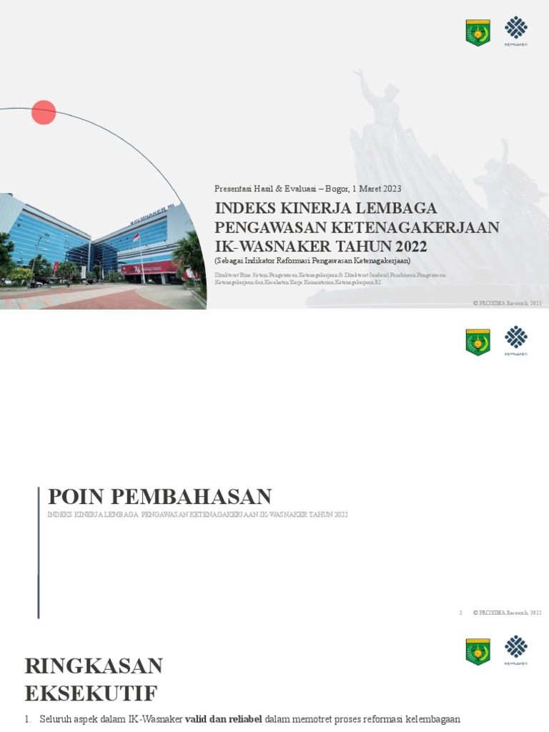 PROXIMA - Presentasi Hasil IK-WASNAKER Tahun 2022 (PPT) - 010322 | PDF