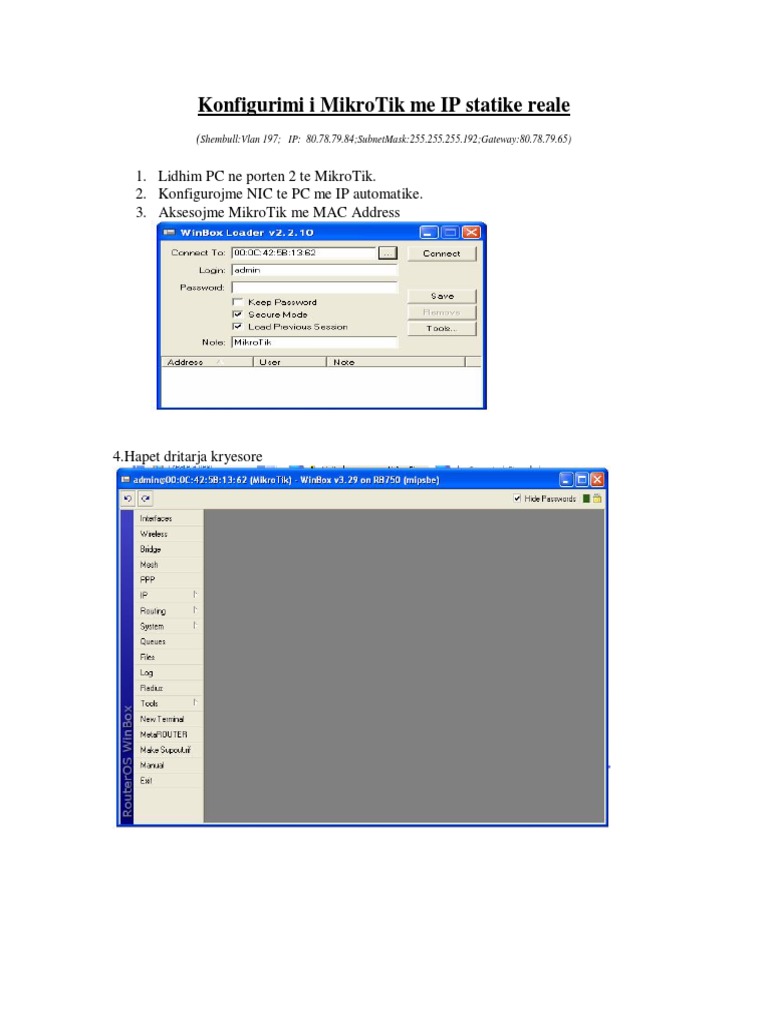 Konfigurimi I MikroTik Me IP Statike Reale | PDF