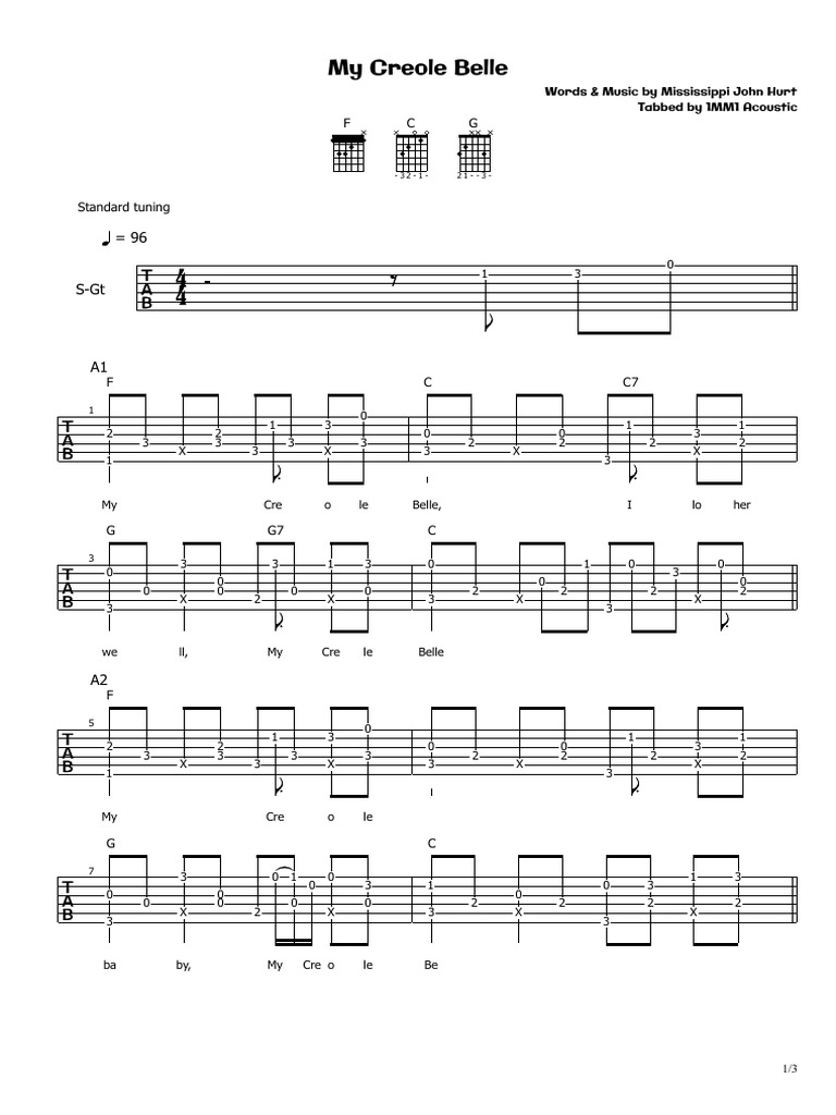 My Creole Belle Chords and Lyrics | PDF | Sports