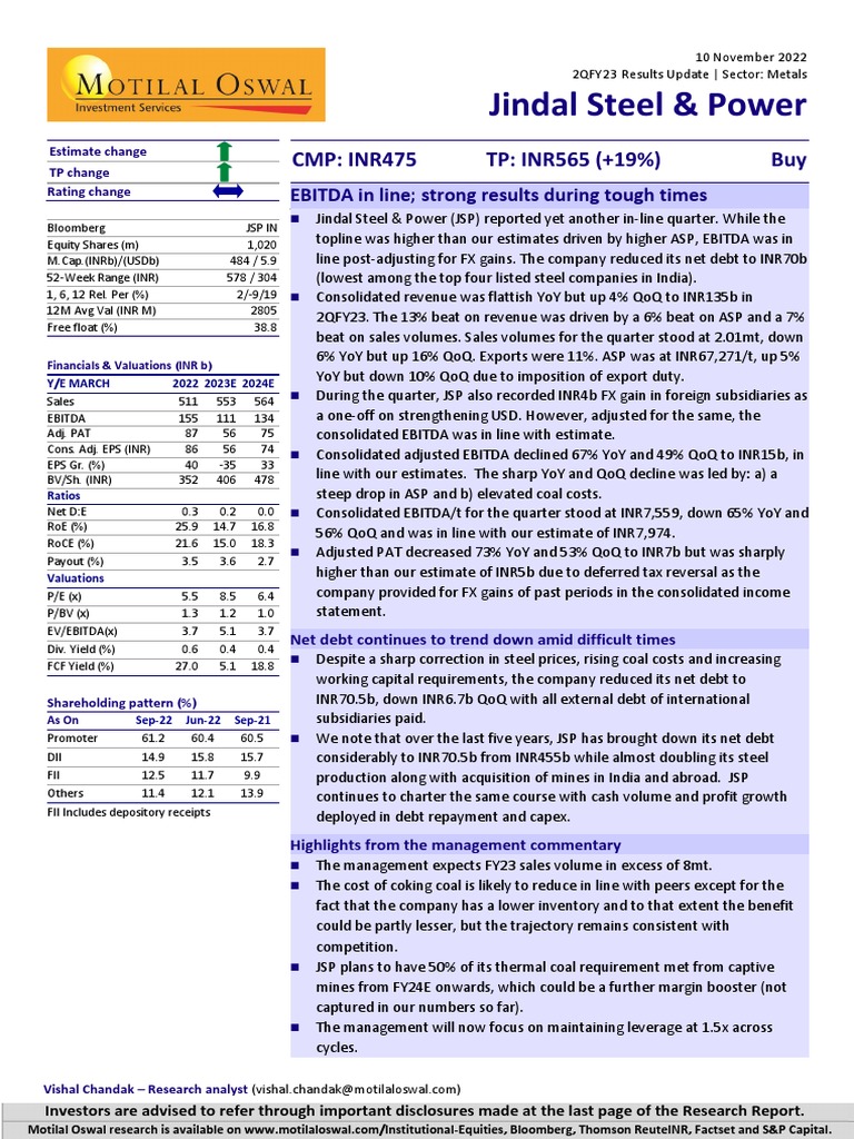 JM - Jindal Steel | PDF