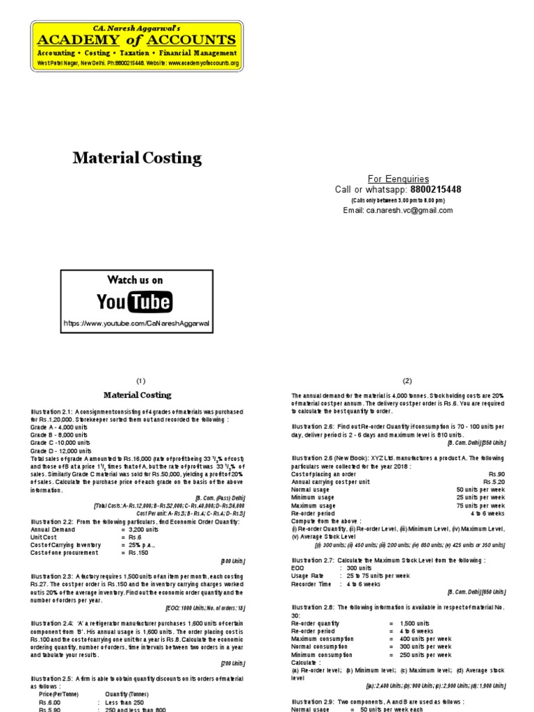 Guide to Material Costing Concepts and Illustrations | PDF | Economies | Logistics