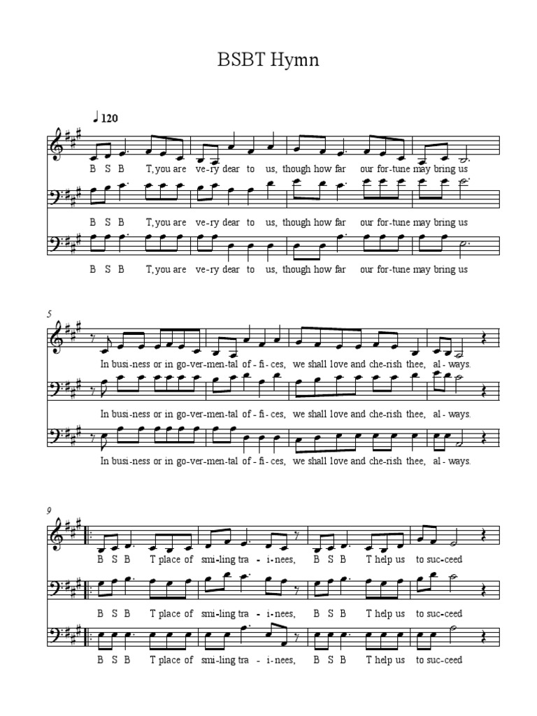BSBT College Hymn Lyrics | PDF | Language Arts & Discipline | Religion ...