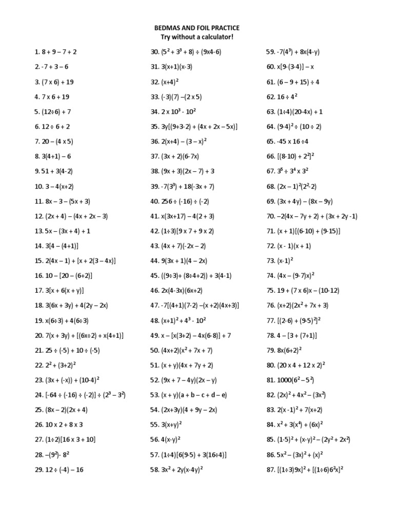 Foil and Bedmas 01 | PDF | Teaching Methods & Materials