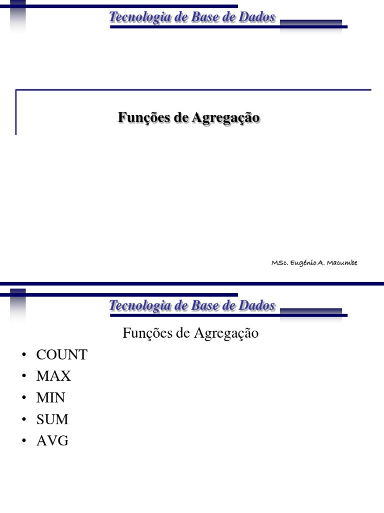 Aula SQL FUNCOES | PDF | SQL | Software de gerenciamento de dados