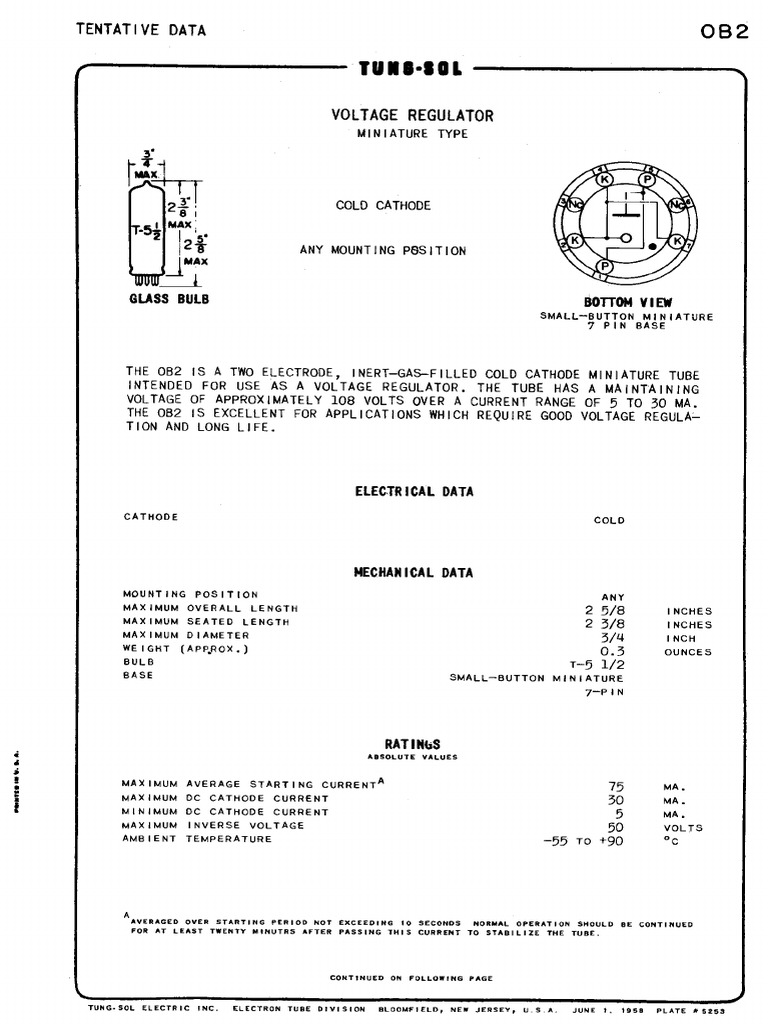 0B2 Tube Datasheet | PDF
