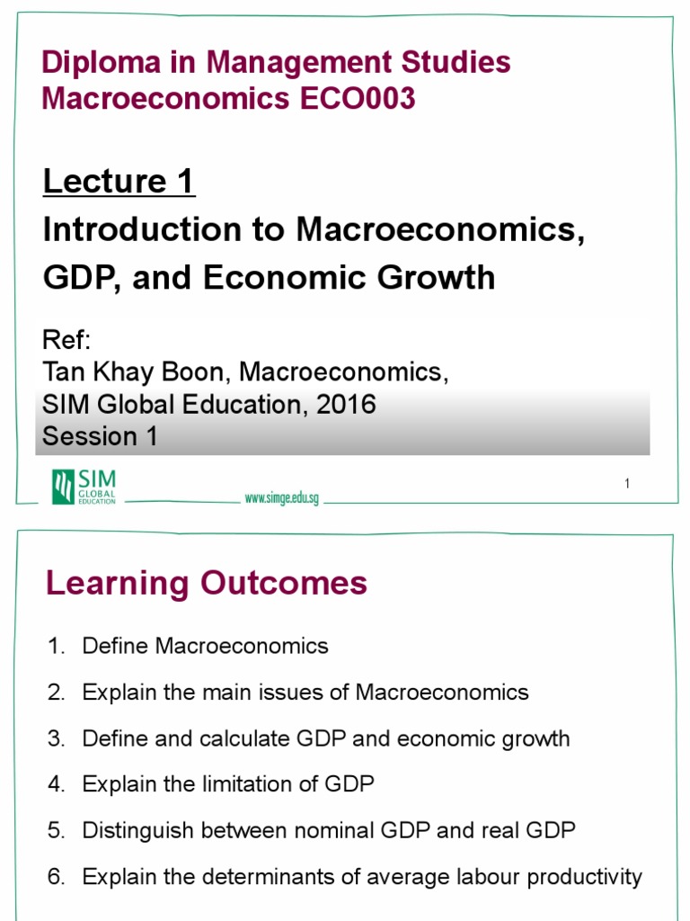 Macro Lecture 1 2018 Pdf Gross Domestic Product Macroeconomics
