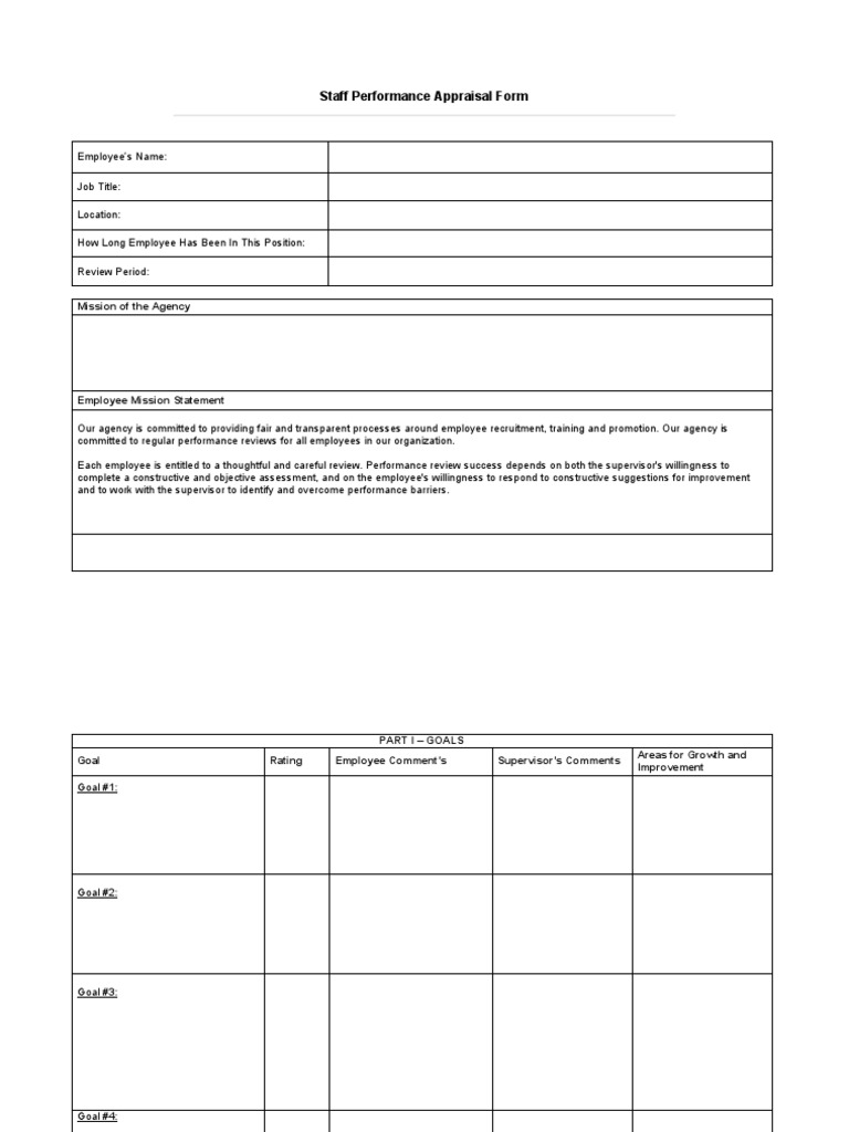 Staff Performance Appraisal Template | PDF | Performance Appraisal ...