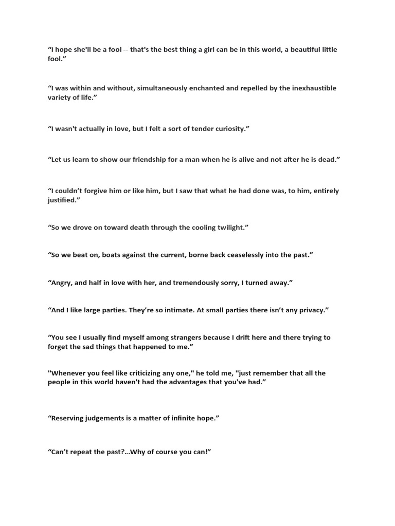 The Great Gatsby - Prediction Activity | PDF