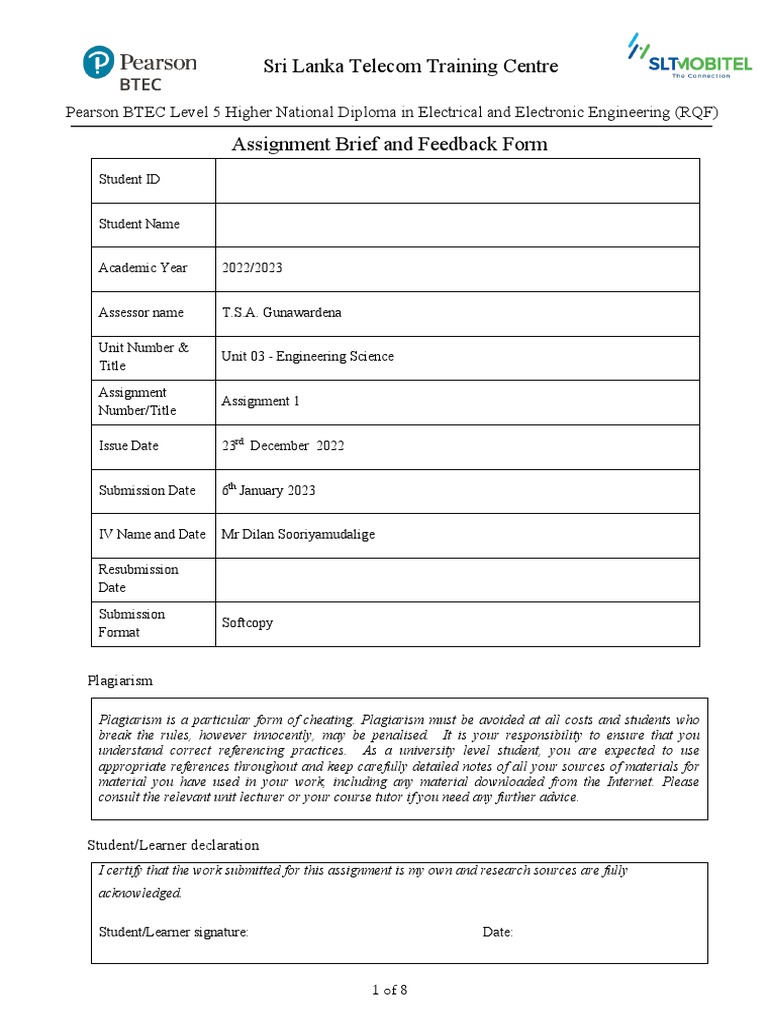 BTEC Level 5 Electrical Engineering Assignment | PDF | Inductor ...