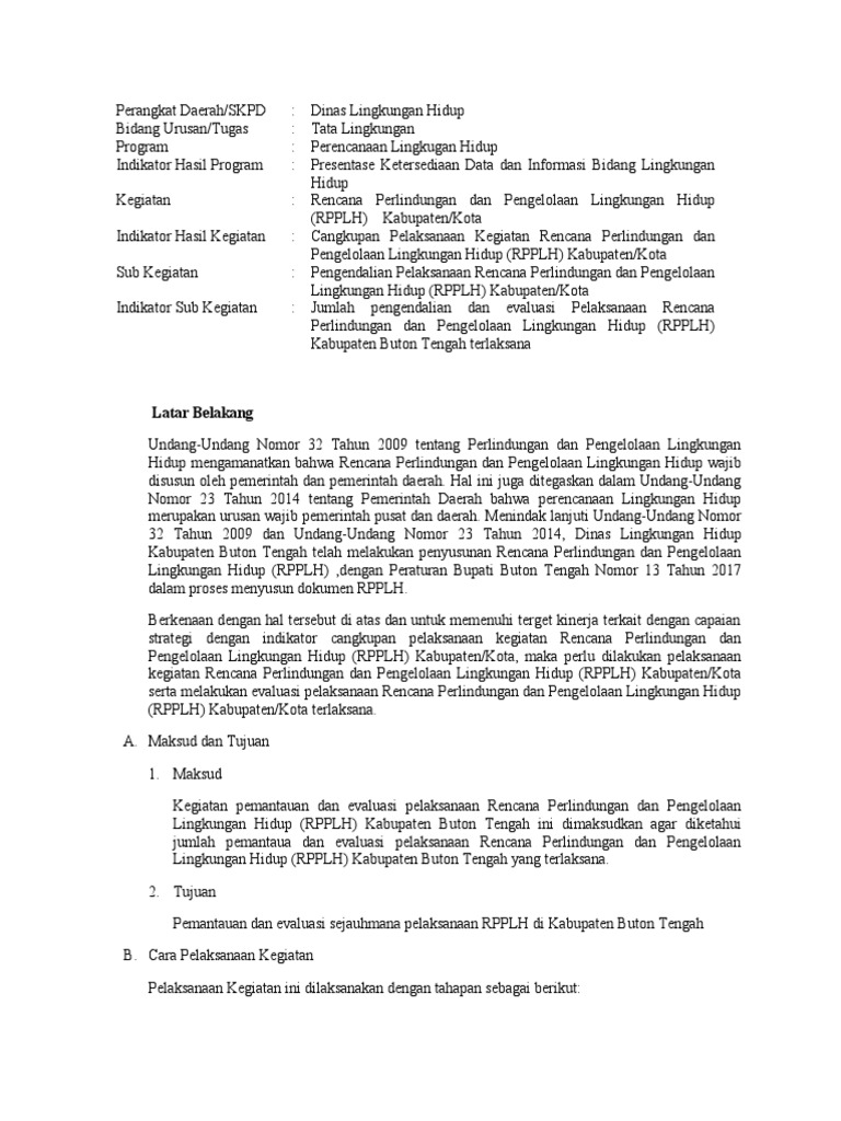 Laporan KAK RPPLH | PDF