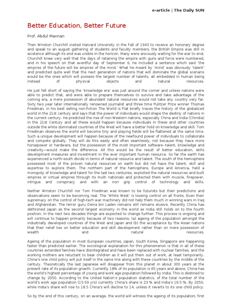 Better Education, Better Future | PDF | Economic Growth | Resource