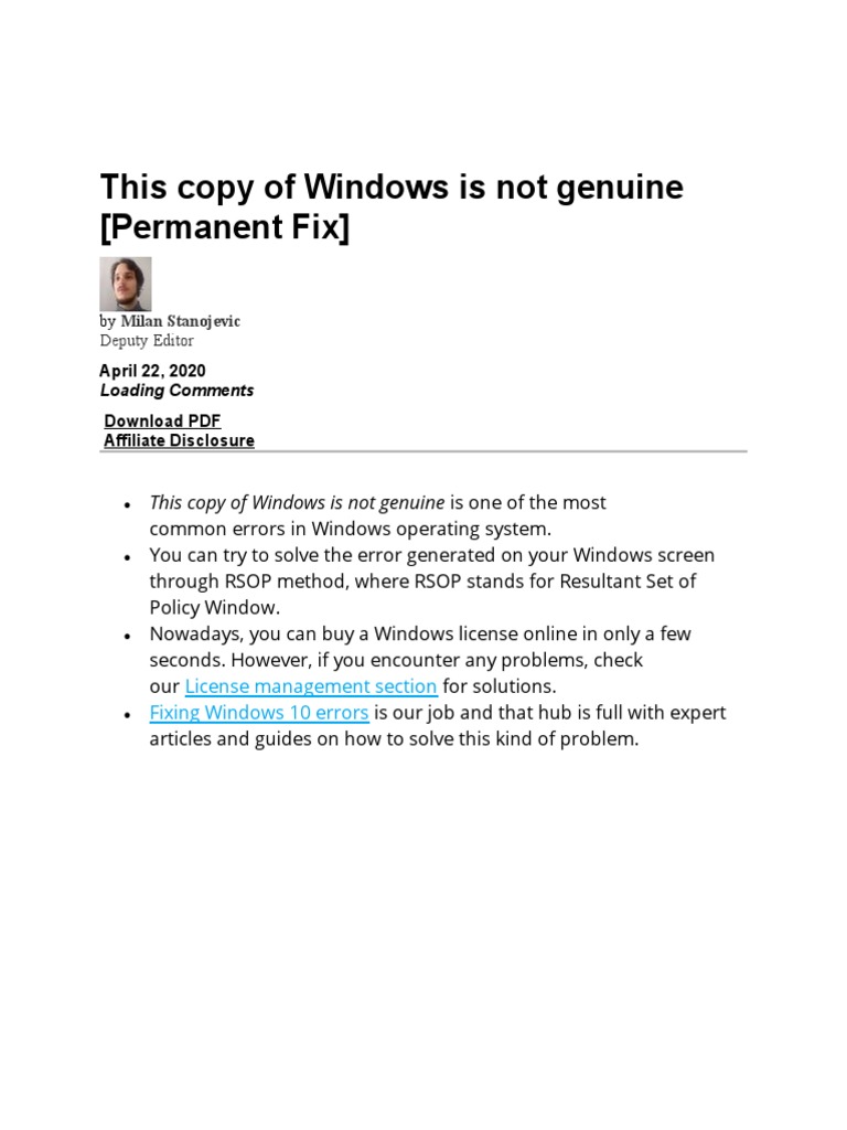 Remove Genuine Windows 7 | PDF | Microsoft Windows | Windows 10