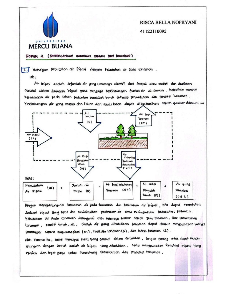 Forum 2 - Perencanaan Jaringan Irigasi Dan Drainase - Risca Bella Nopryani | PDF