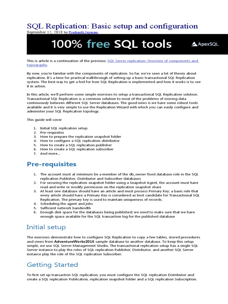 Sql Replication Basic Pdf Replication Computing Databases