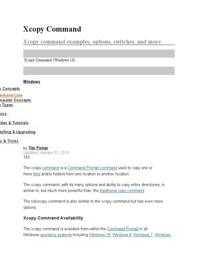 Xcopy Command Batch Script Pdf Computer File Directory Computing 7484