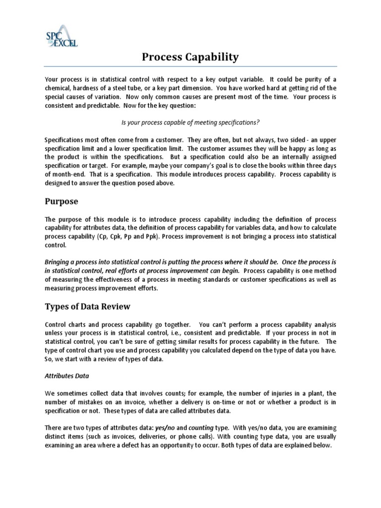 Process Capability Preview PDF | PDF | Statistics