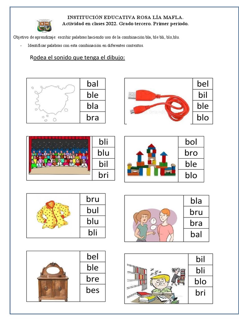 Actividades de sílabas para primer grado | PDF