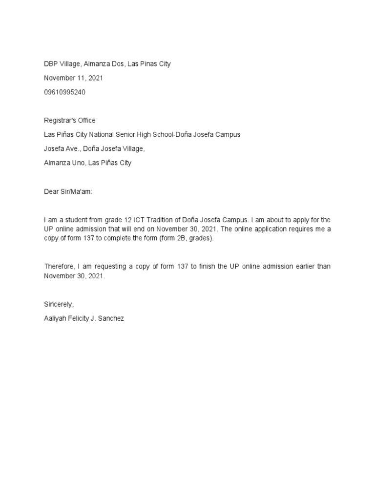 Request Letter | PDF