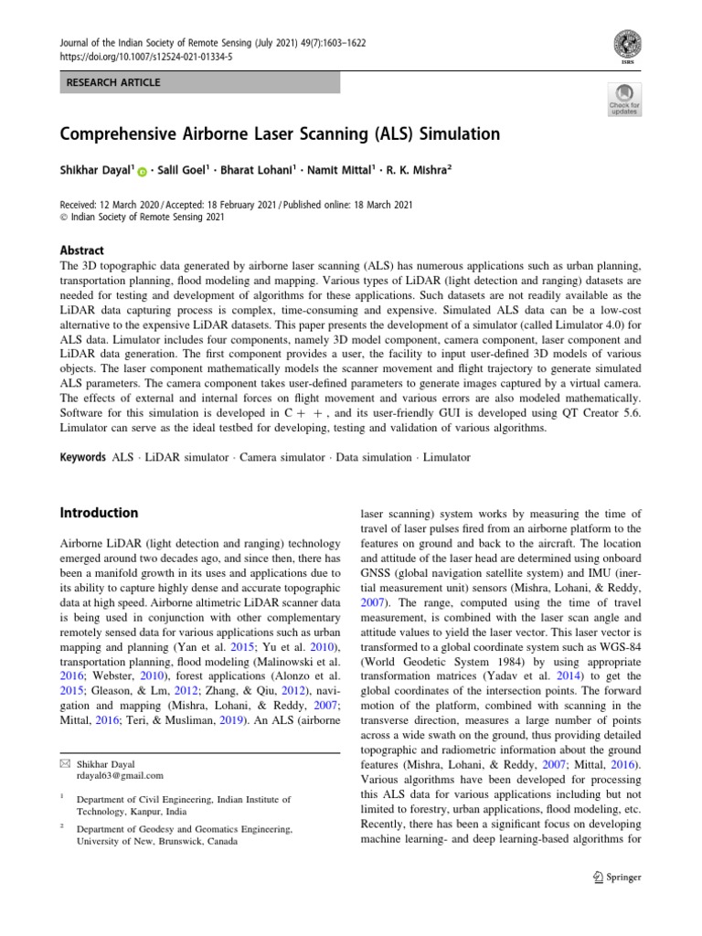 Comprehensive Airborne Laser Scanning (ALS) Simulation | Download Free ...