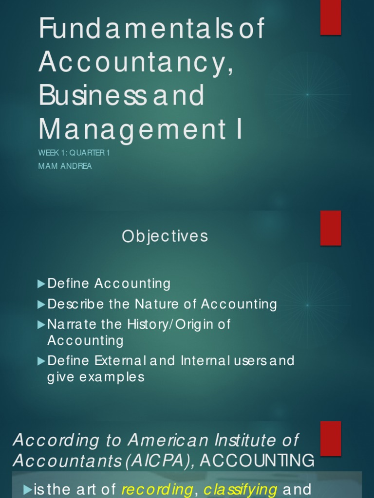 FABM1 Week 1 | PDF | Accounting | Economies