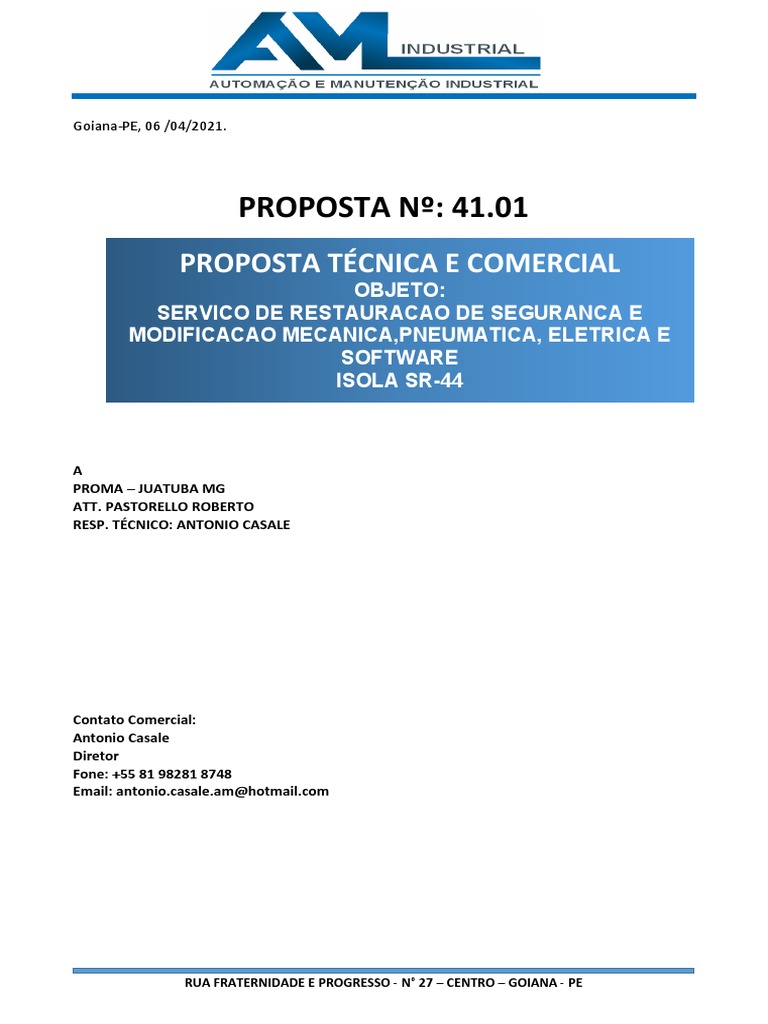 Proposta41.01 PROMA JUATUBA MG PDF | PDF | Impostos | Economias
