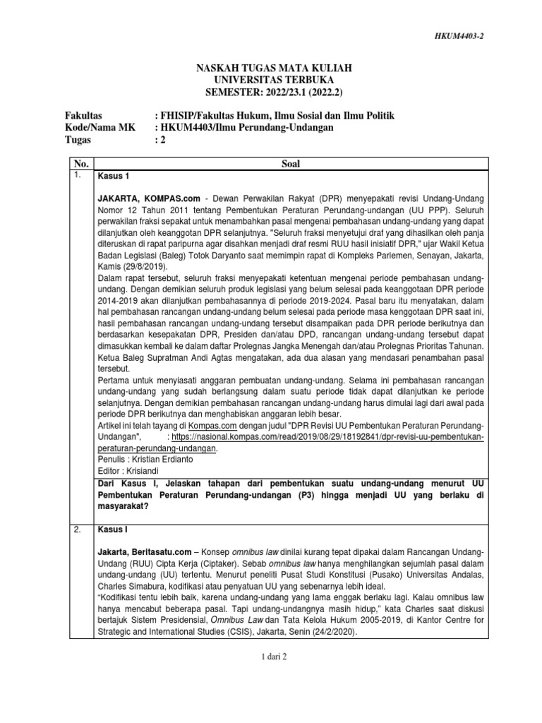 Tugas 2 Ilmu Perundang Undangan | PDF