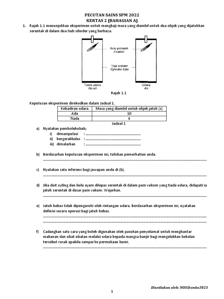 Pecutan Sains SPM 2022 (K2 BHGN A) | PDF