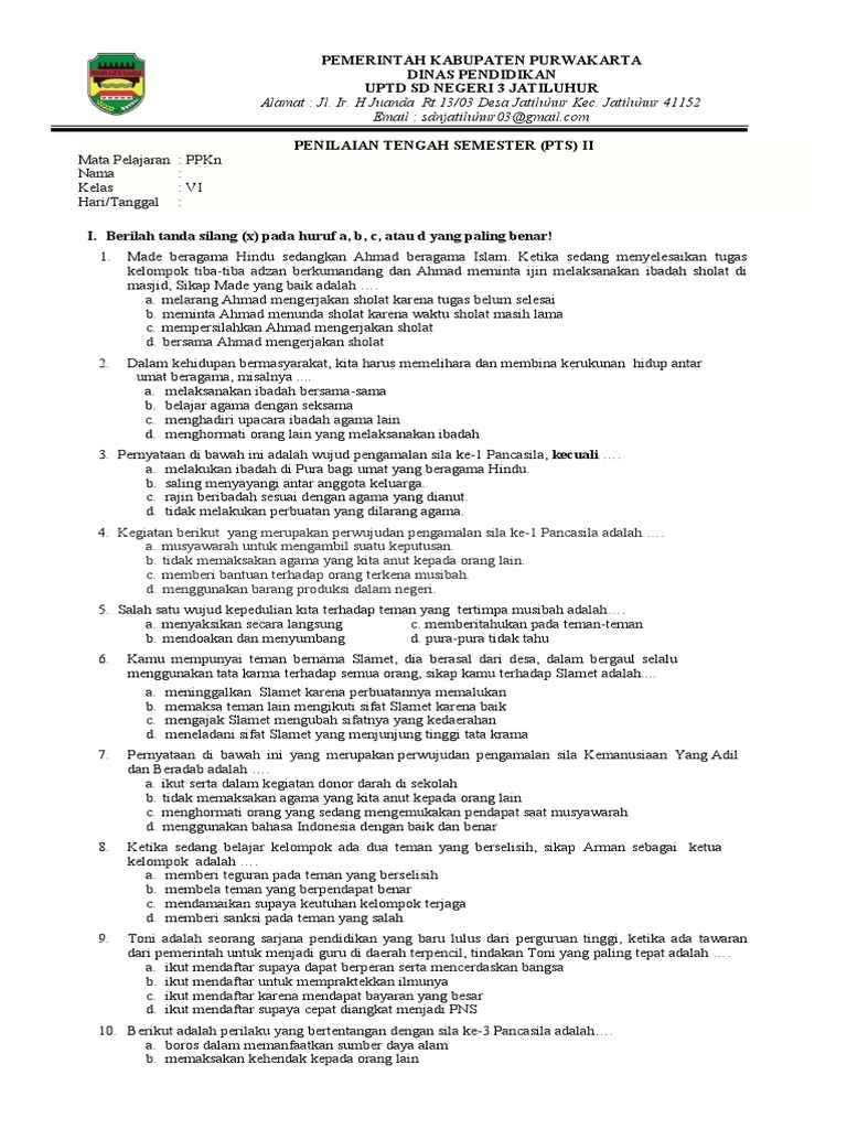 PTS KLS 6 PPKN SMT 2.docx | PDF