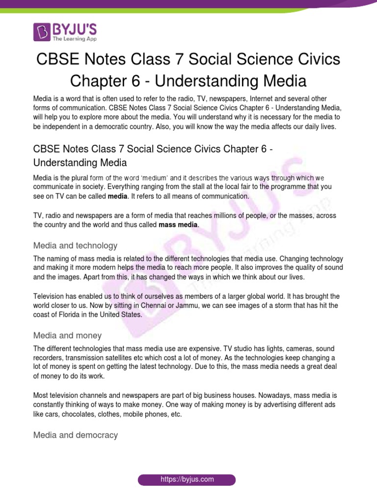 Class 7 Civics: Understanding Media | PDF | Mass Media | News