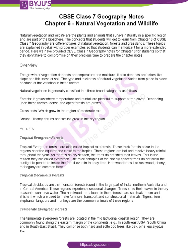 Geography Natural Vegetation | PDF | Forests | Tropics