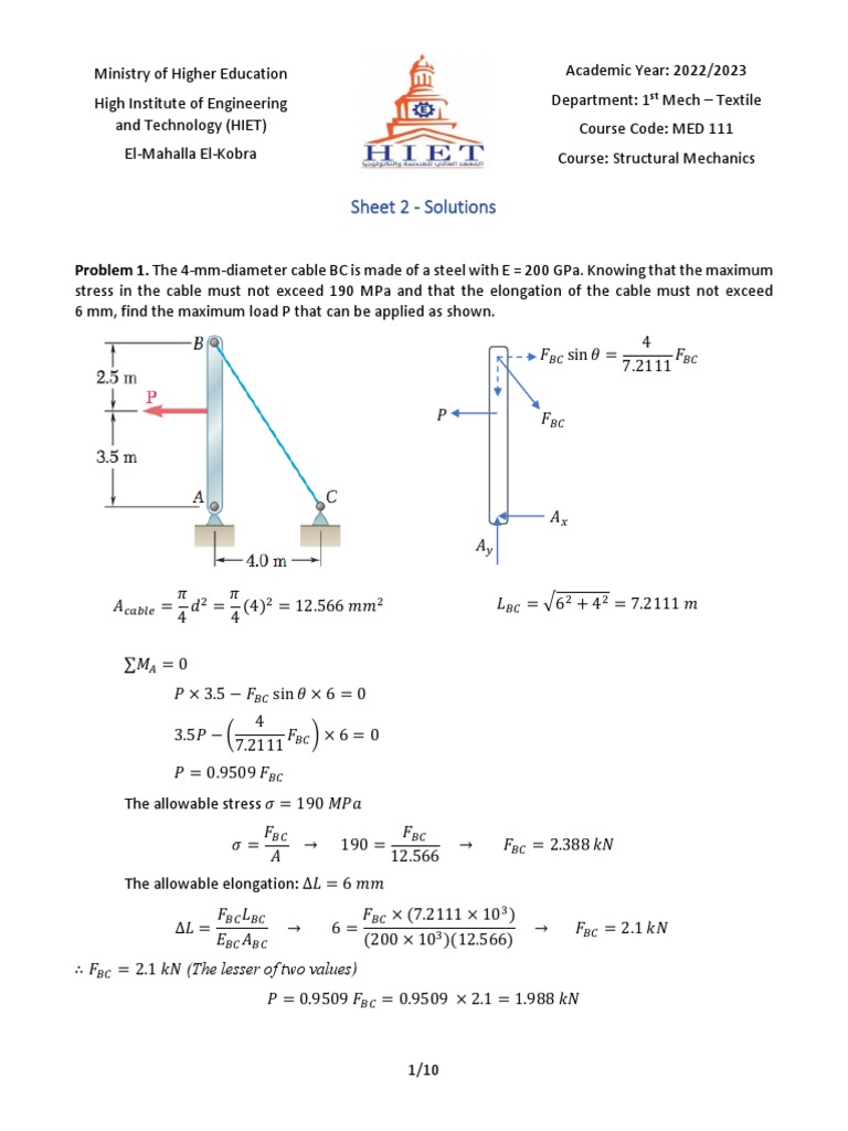 SM - Sheet 2 | PDF | Yield (Engineering) | Strength Of Materials