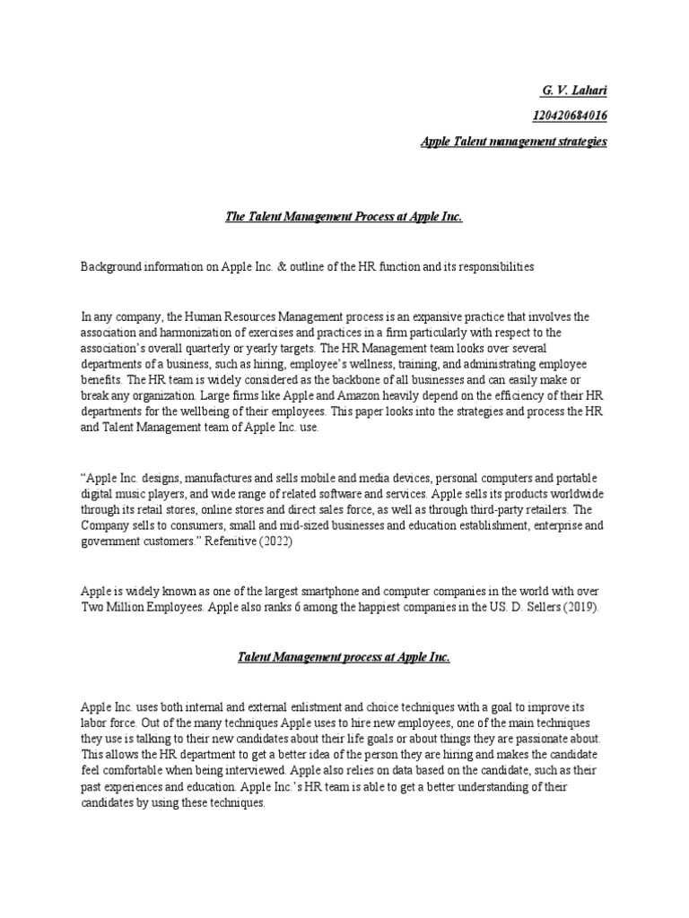 Strategic Management of Apple | PDF | Apple Inc. | Talent Management