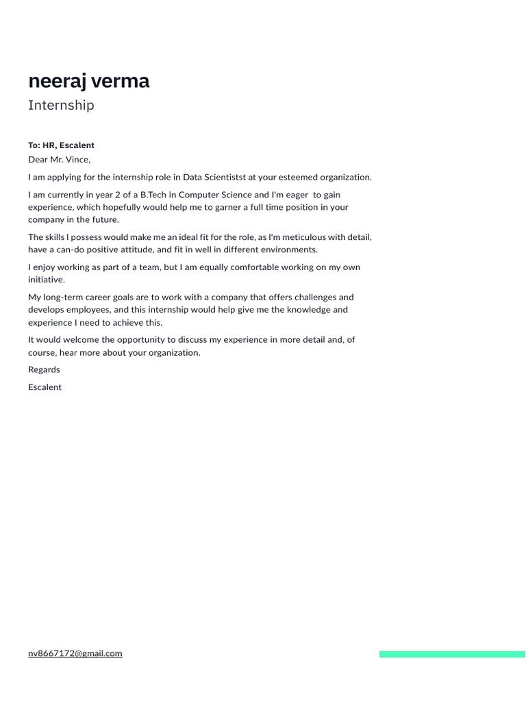 Neeraj Verma - Cover Letter PDF | PDF