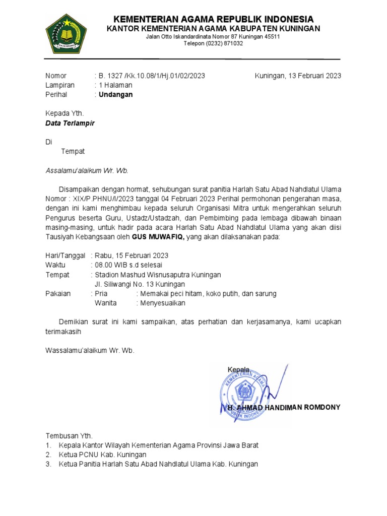 Undangan Harlah 1 Abad NU | PDF