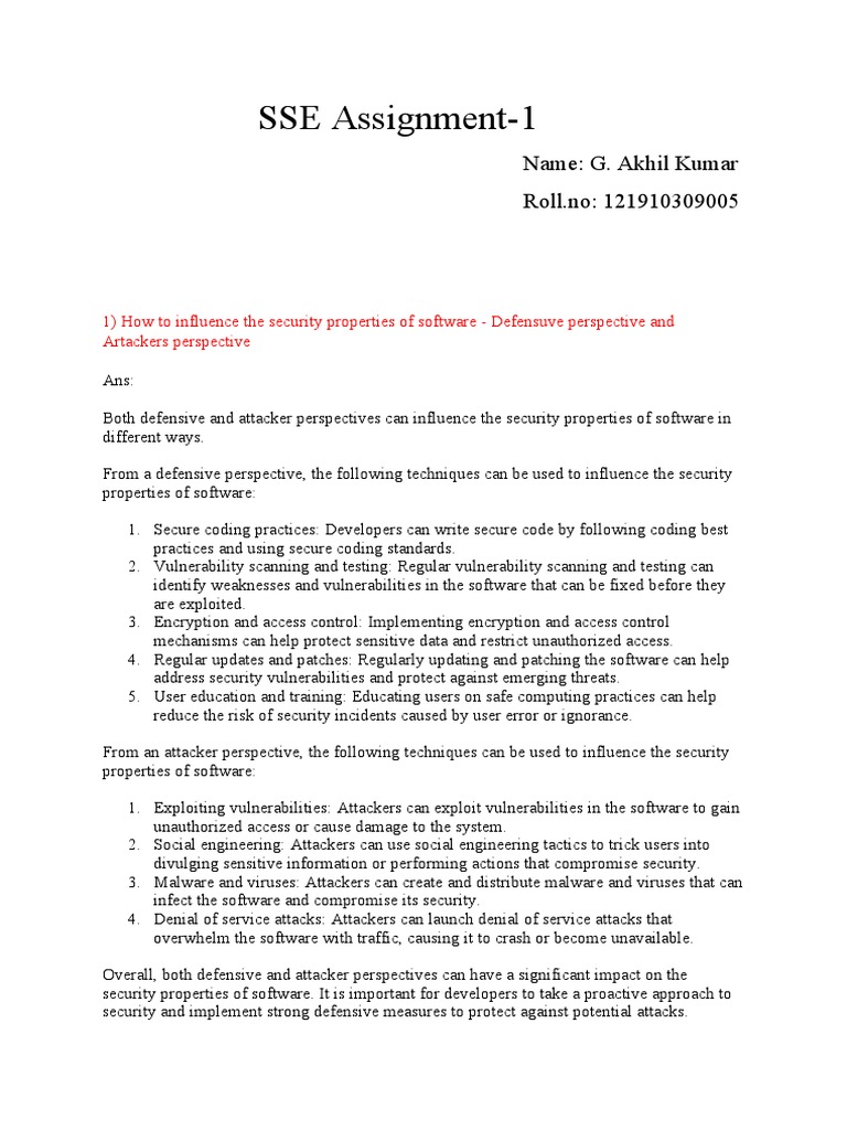 SSE Assignment | PDF | Information Security | Computer Security