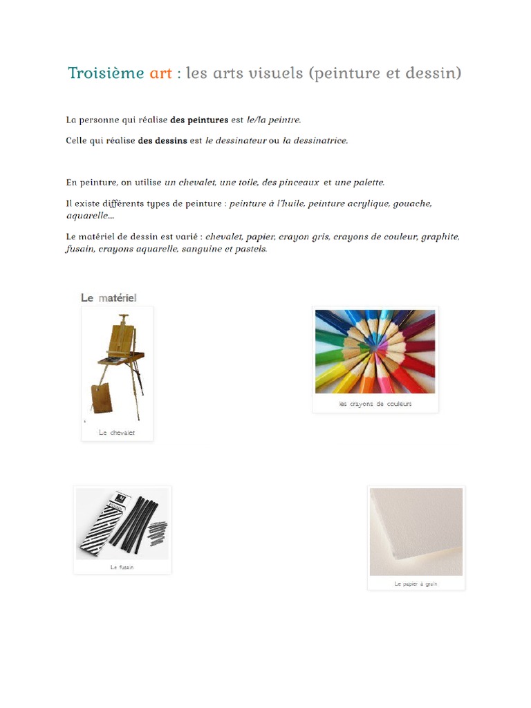 LES ARTS VISUELS - Vocabulaire | PDF
