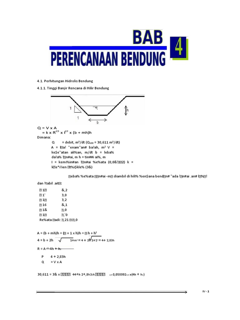 Perencanaan Kolam Olak Bendung 1 | PDF