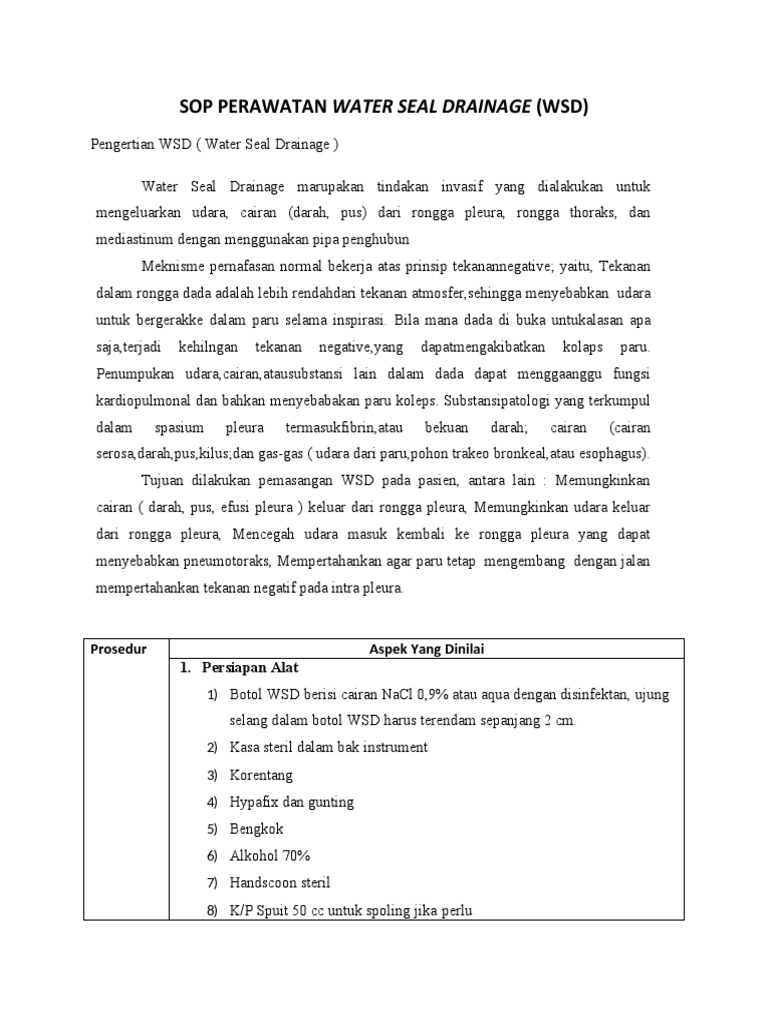 SOP TINDAKAN WSD | PDF