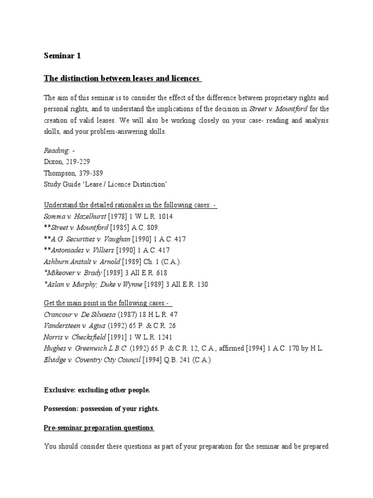 Tutorial 1 | PDF | Lease | Leasehold Estate Tutorial 1 | PDF | Lease | Leasehold Estate