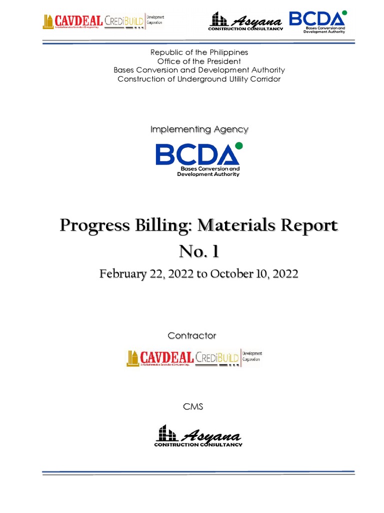 1st Prog Billing - Materials Report PDF | PDF | Drainage | Foundation ...