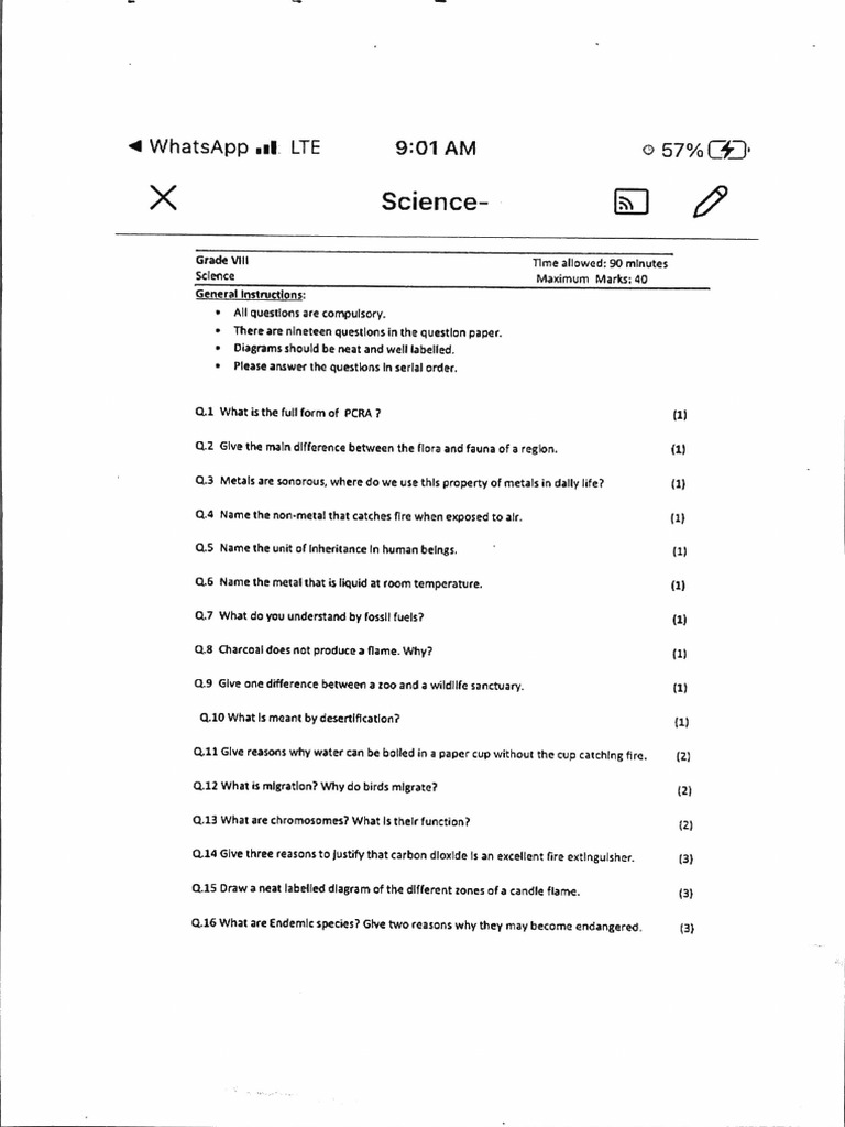 Class 8 Science Worksheet 2 | PDF