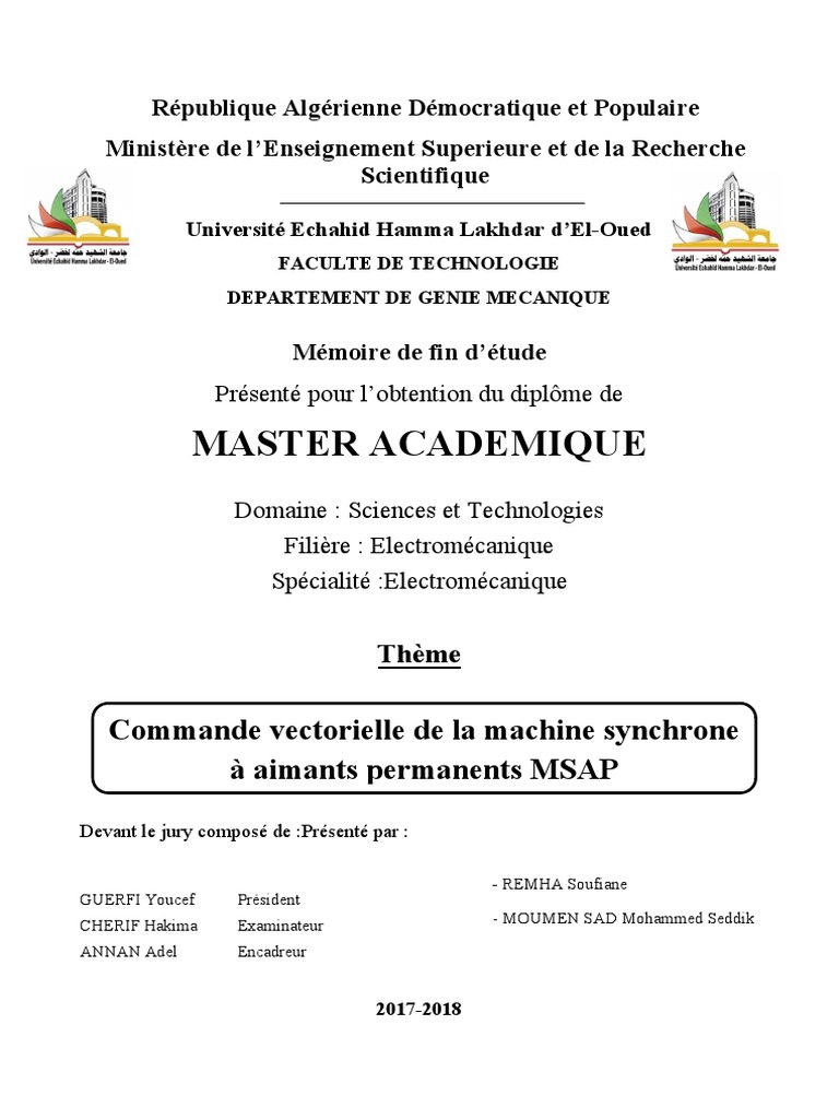 Commande vectorielle MSAP à aimants permanents | PDF | Aimant permanent ...