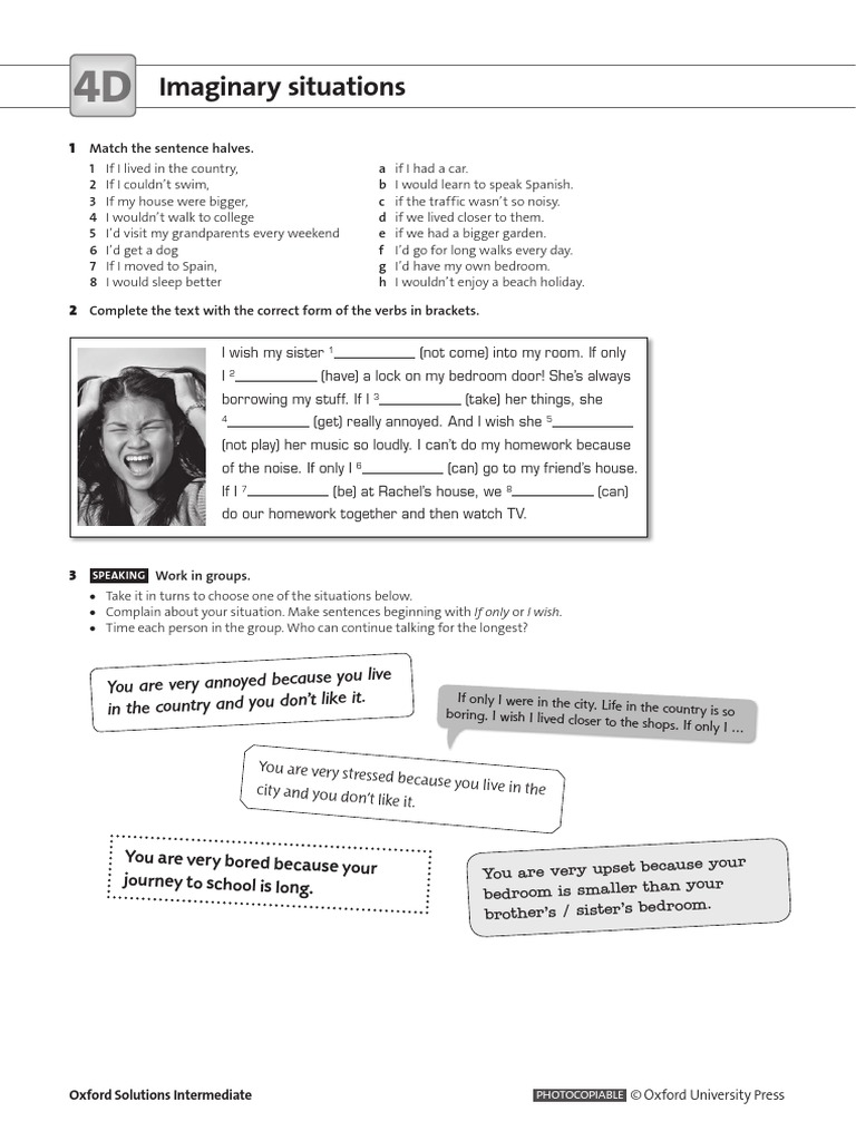 Oxford Solutions Int Unit 4D Imaginary Situations | PDF | Linguistics