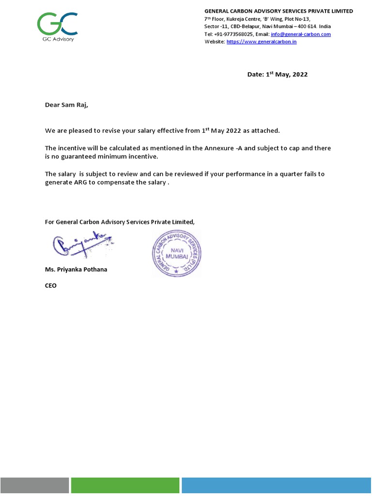 Samraj - Increment LTR On 1 May-22 | PDF | Salary | Business