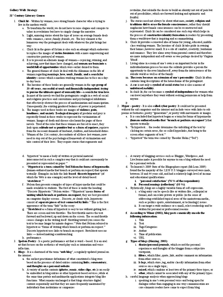 Gallery Walk Strategy to Revitalize 21st Century Literary Genres | PDF | Blog | Hypertext