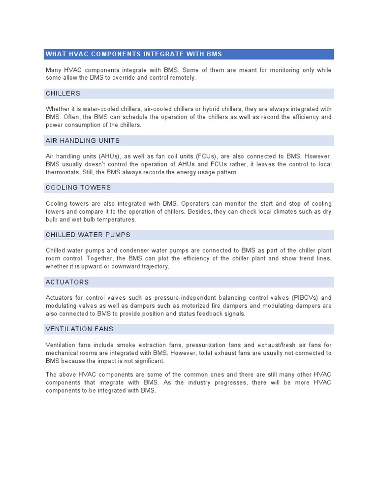 What HVAC Components Integrate With BMS | PDF