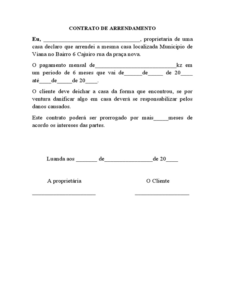 CONTRATO DE ARRENDAMENTO de Casa | PDF