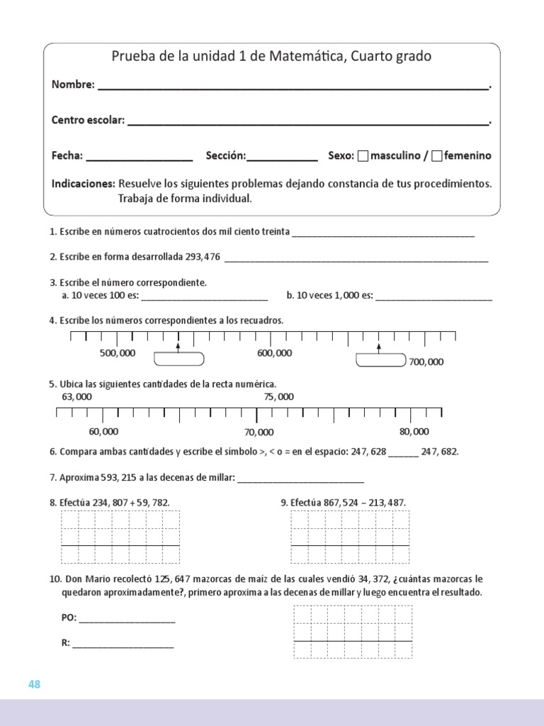 Pruebas 4.° grado.pdf | PDF | Triángulo | Matemática Elemental