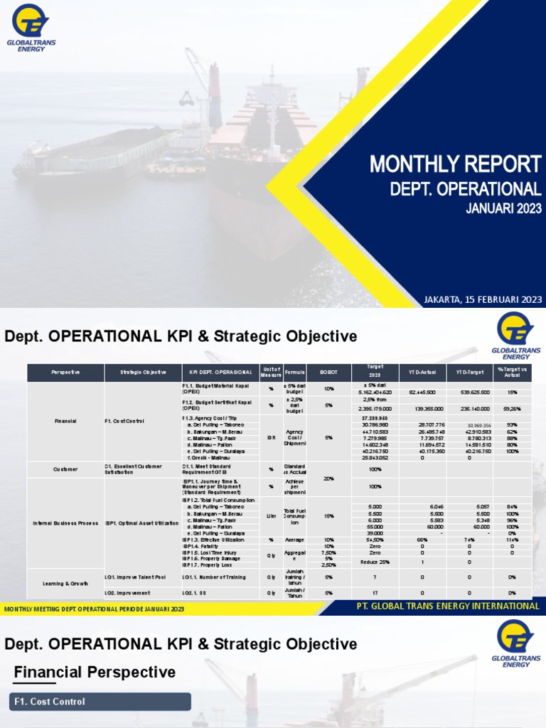Monthly Report Dept. Operational | PDF
