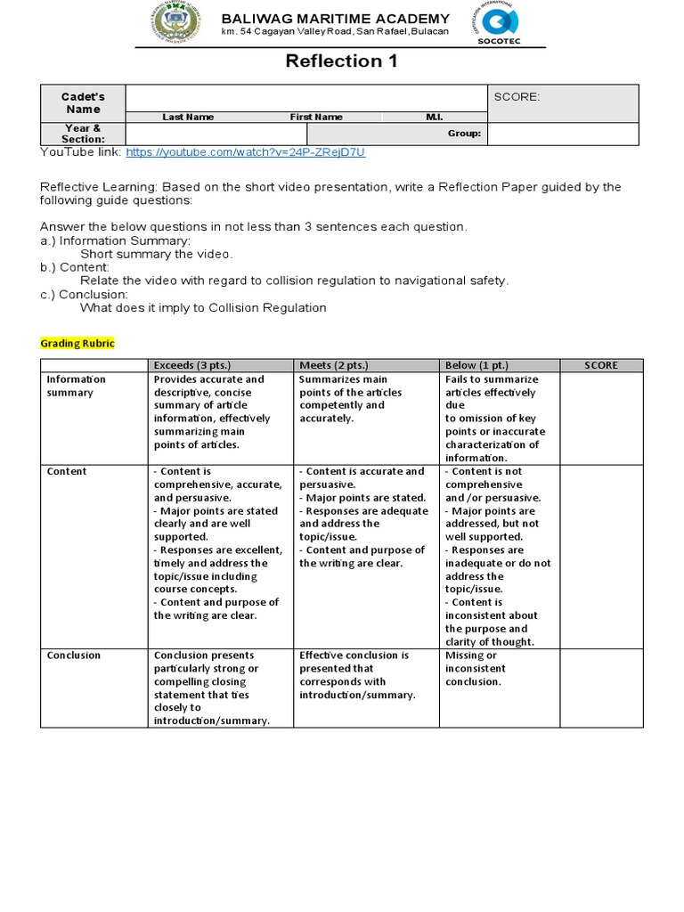 Reflection on Collision Regulation Safety Based on a YouTube Video | PDF